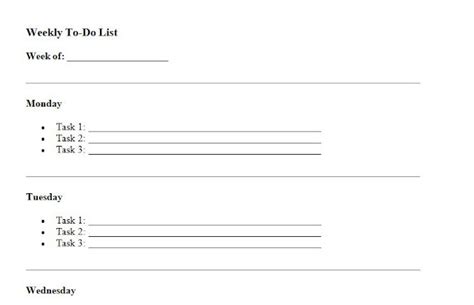 Weekly Scheduling Task Templates In Excel