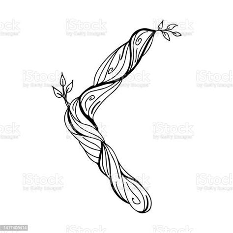 룬 카노 바이킹 편지 케나즈 또는 카운 나무 낙서 스타일 불과 창의력의 마법의 부적 푸타크 장로 알파벳은 북유럽과 북부입니다 마법의 문신 고대의에 대한 스톡 벡터 아트 및