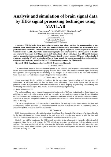 Pdf Analysis And Simulation Of Brain Signal Data By Eeg Signal