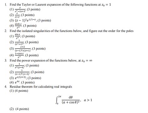 solved find the taylor or laurent expansion of the following