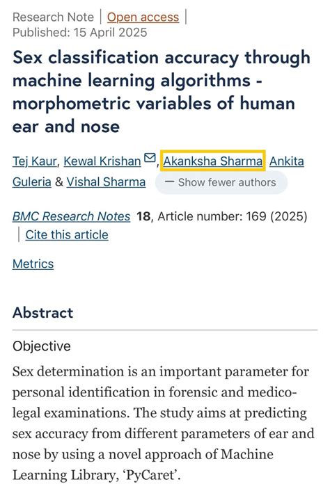 I Am Excited To Share Our Latest Article On “sex Classification