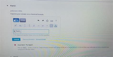Solved Part D Potassium Nitrite Express Your Answer As A