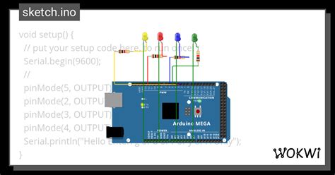 4 LED Wokwi ESP32 STM32 Arduino Simulator