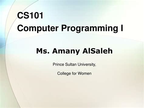 Ppt Cs101 Computer Programming I Powerpoint Presentation Free