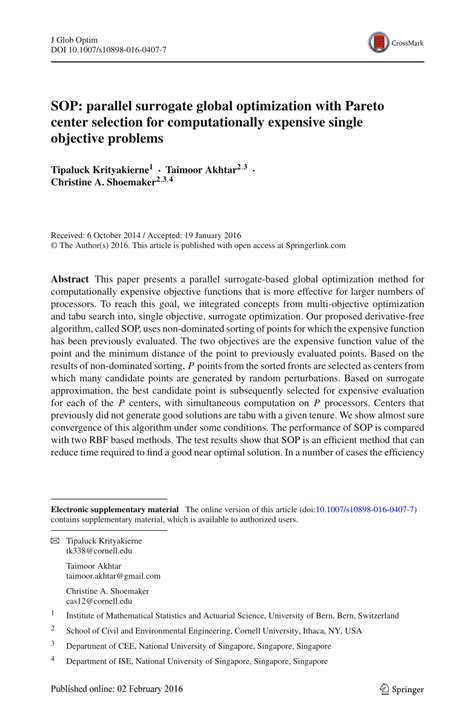 Pdf Sop Parallel Surrogate Global Optimization With Pareto Center