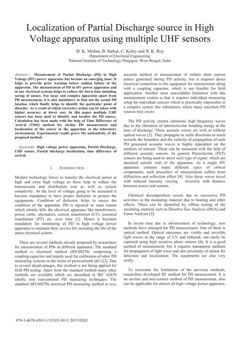 Pdf Localization Of Partial Discharge Source In High Voltage