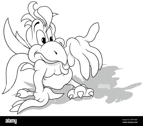 Drawing Of A Standing Parrot With Raised Wing Stock Vector Image And Art