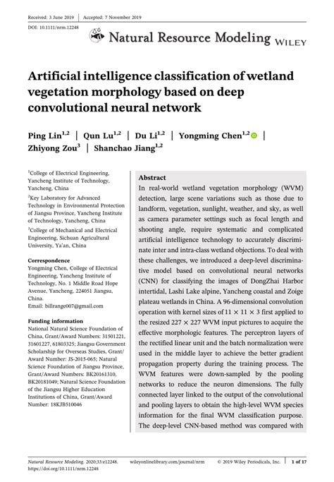 artificial intelligence classification of wetland vegetation morphology