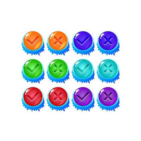 set of ice winter jelly game ui button yes and no check marks for gui