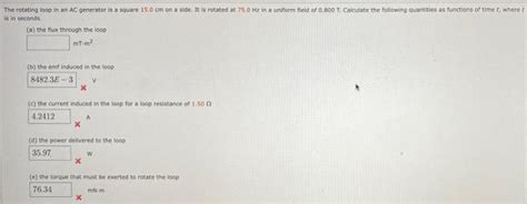 solved the rotating loop in an ac generator is a square 15 0