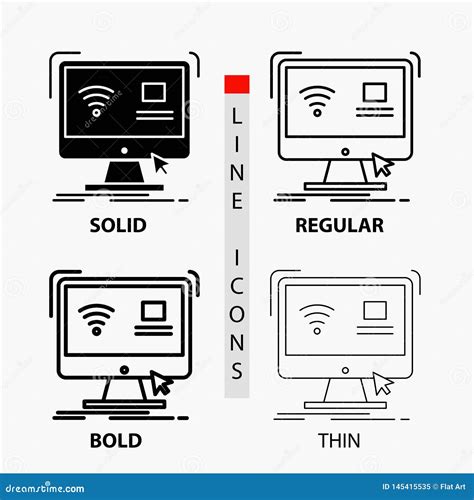 Control Computer Monitor Remote Smart Icon In Thin Regular Bold Line And Glyph Style