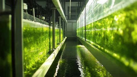 A Closeup Of A Largescale Algae Cultivation System Premium Ai