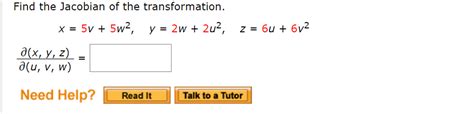 solved find the jacobian of the transformation x 5v