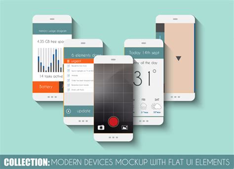 Mobile Devices Mockup With Flat Ui Elements Vector Vectors Graphic Art Designs In Editable Ai