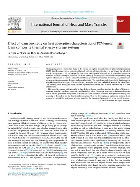 Pdf Effect Of Foam Geometry On Heat Absorption Characteristics Of Pcm Metal Foam Composite