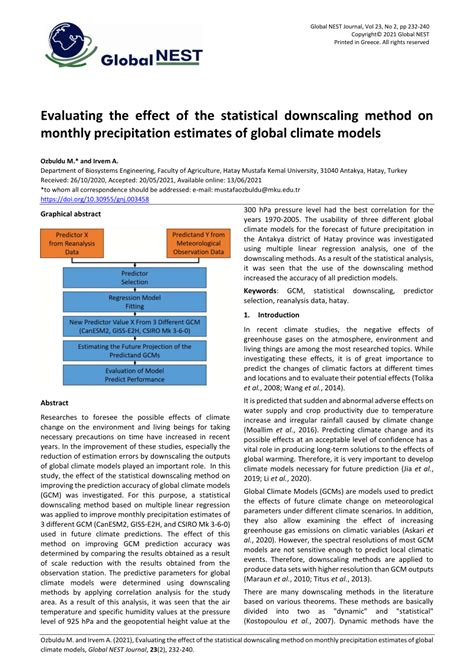 Pdf Evaluating The Effect Of The Statistical Downscaling Method On