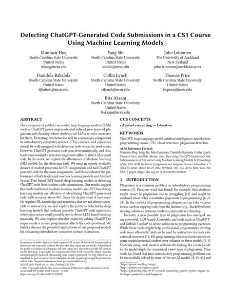 Hoq2024detecting Detecting Chatgpt Generated Code Pdf Plagiarism Machine Learning