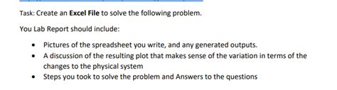 Task Create An Excel File To Solve The Following Chegg