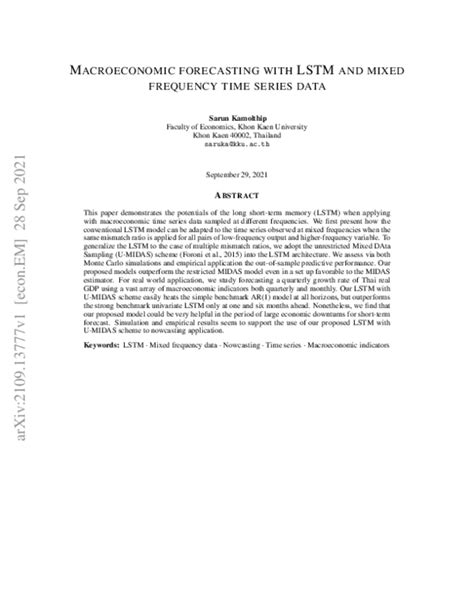 Pdf Macroeconomic Forecasting With Lstm And Mixed Frequency Time Series Data