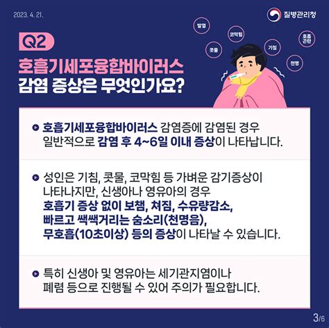 호흡기 세포융합바이러스 감염증 알아보기 카드뉴스 홍보자료 알림·자료 질병관리청