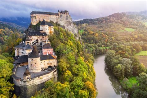 Orava Castle And Orava River Morning Light Slovakia Europe Stock