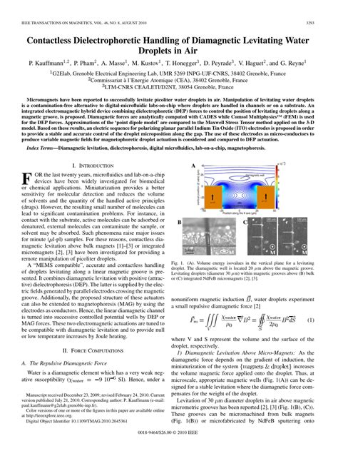 Pdf Contactless Dielectrophoretic Handling Of Diamagnetic Levitating