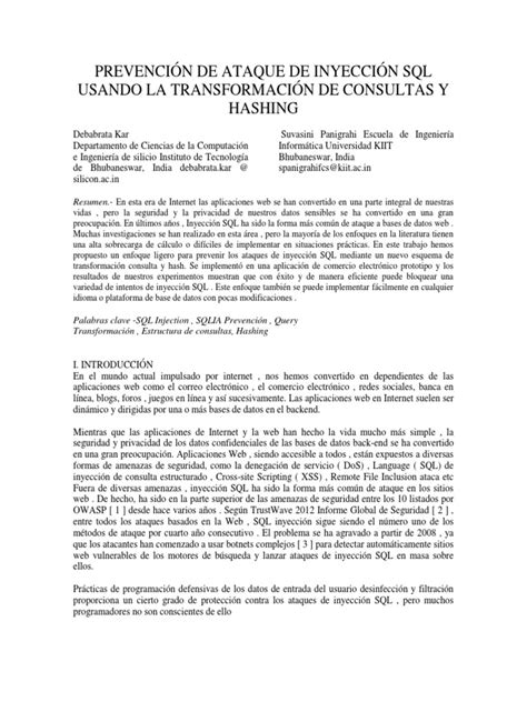 prevención de ataque de inyección sql pdf sql mi sql