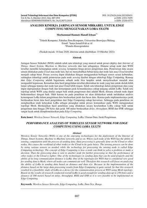 Pdf Analisis Kinerja Jaringan Sensor Nirkabel Untuk Edge Computing