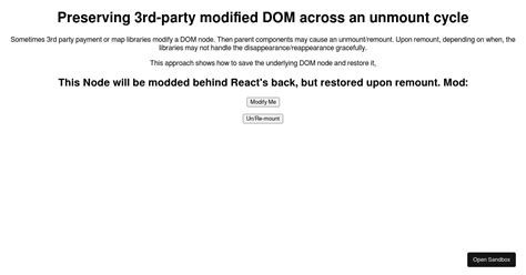 React Preserve Dom On Remount Codesandbox