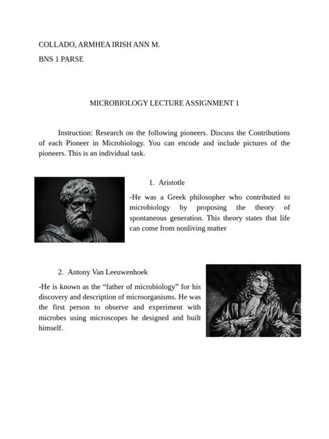 Microbiology Lecture Assignment 1 Pdf Microbiology Microorganism