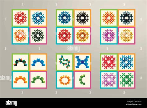 Set Color Molecule And Technology Pattern Eps Stock Vector Image And Art