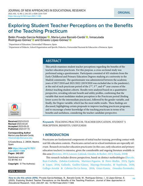 (PDF) Exploring Student Teacher Perceptions on the Benefits of the ...