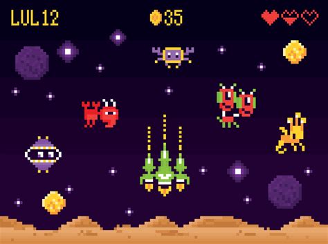 Arcade Game Interface Composition 3418762 Vector Art At Vecteezy