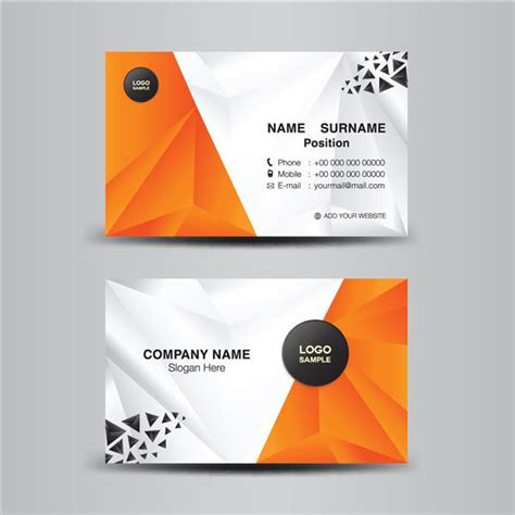 تصویر برداری قالب کارت ویزیت پس زمینه چند ضلعی نارنجی طرح بروشور الگوی