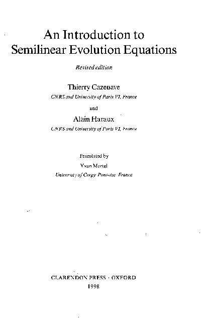 Pdf An Introduction To Semilinear Evolution Equations