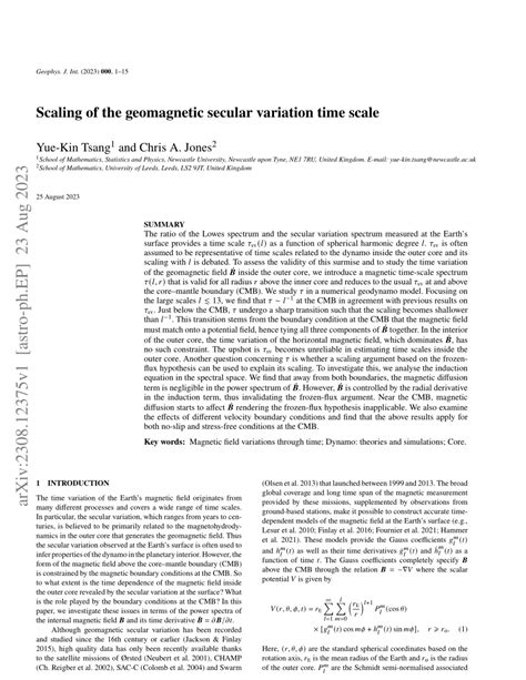 pdf scaling of the geomagnetic secular variation time scales