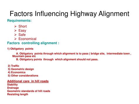 Ppt Unit 1 Highway Planning And Alignment 8 Powerpoint Presentation Id1268501