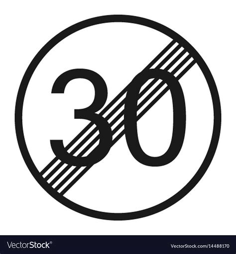 End Maximum Speed Limit 30 Sign Line Icon Vector Image