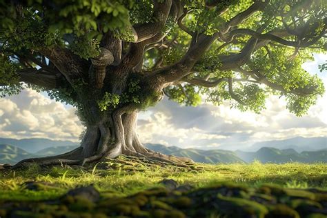 Realistic Beautiful Tree Premium Ai Generated Image