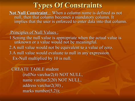 Constraints In Sql Ppt