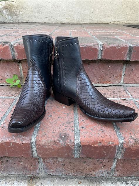 Espresso Python And Noir Calfskin Zip Routier La