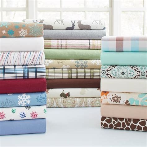 Solid Or Print Cotton Heavyweight Flannel Bed Sheet Set Bed Bath