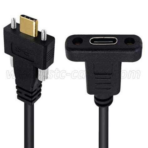 Screw Locking USB 3 1 Type C Male To Type C Female With Panel Mount Screw Hole Data And Charging