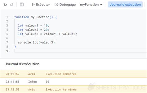 cours apps script les variables