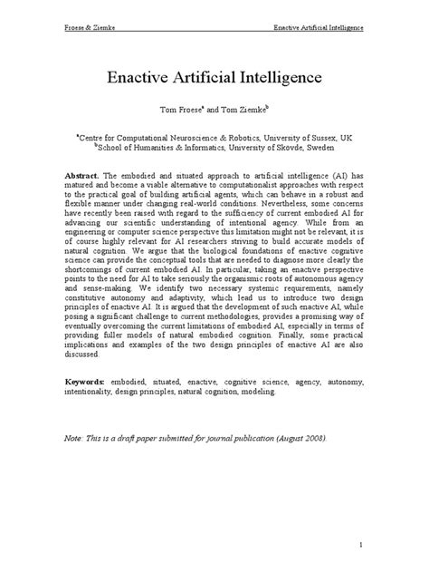 Enactive Ai White Paper Pdf Embodied Cognition Artificial