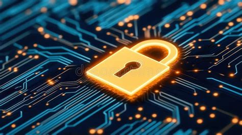 A Modern Glowing Padlock On A Circuit Board Symbolizes Advanced Cybersecurity And Data