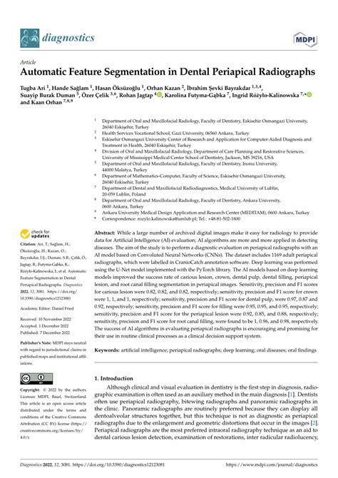 Pdf Automatic Feature Segmentation In Dental Periapical Radiographs