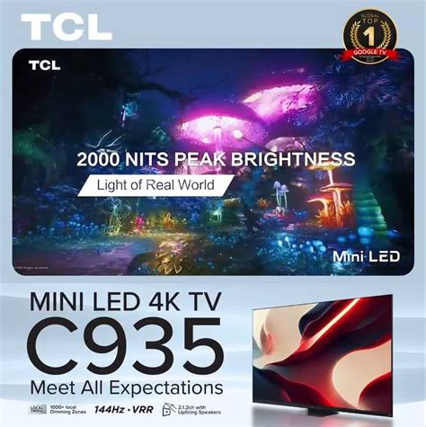 TCL C935 Mini LED 4K Google TV Android TV 65 75 inch | HDR 10+ | IMAX ...