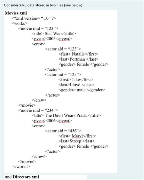 Solved Consider XML Data Stored In Two Files See Below Chegg Com