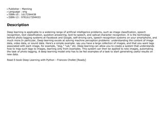 Deep Learning With Python PDF Artificial Intelligence Technology Computing